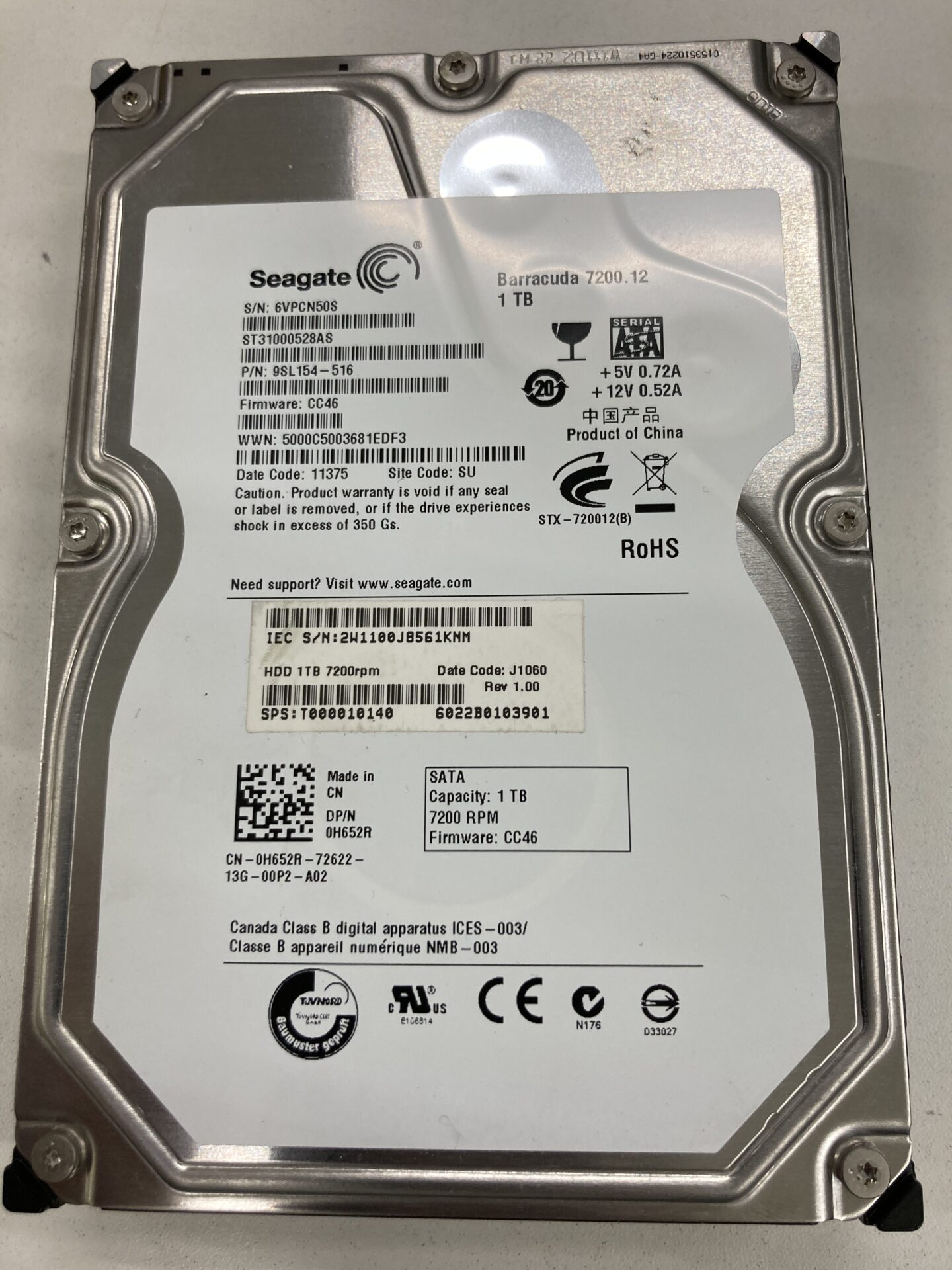 【データ復旧・データ復元成功実績】HDD Seagate ST31000528AS 1TB デスクトップPC 内蔵HDD。OS起動しない ...